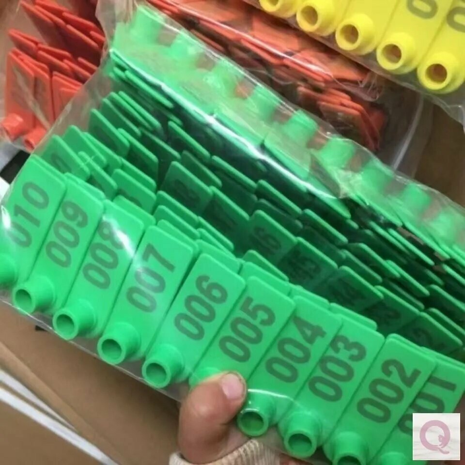 Бирки ушные для овец, коров, КРС и др. животных 100 шт. нумерация от 1 до 100, размер 48 x 18 мм, толщина 1,5 мм