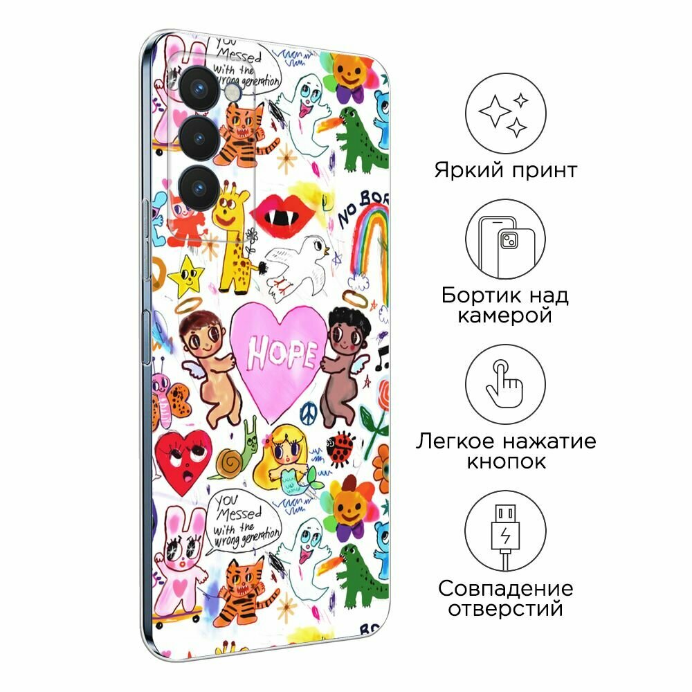 Чехол на Tecno Camon 18P / Техно Камон 18Р с принтом "Милые рисунки" — фото 1
