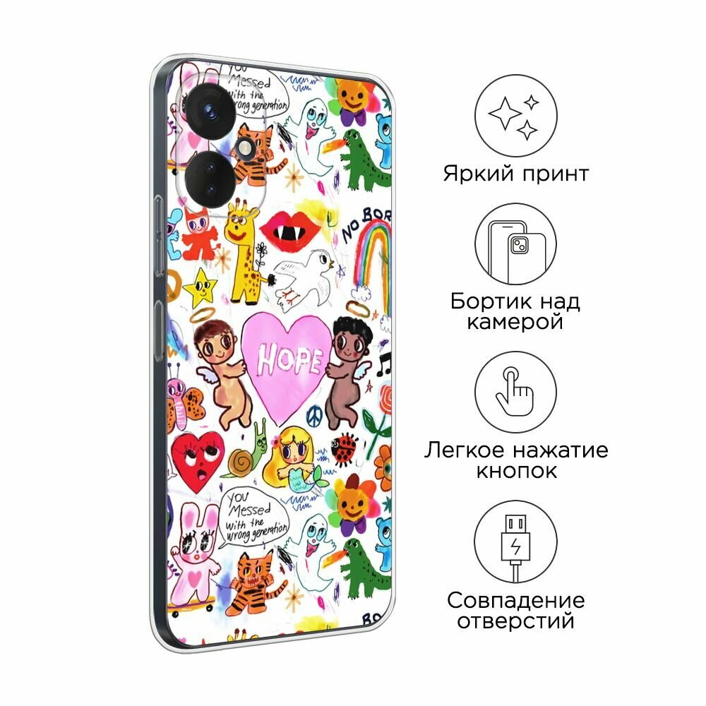 Чехол на Tecno Spark 9 Pro / Техно Спарк 9 Про с принтом "Милые рисунки" — фото 1