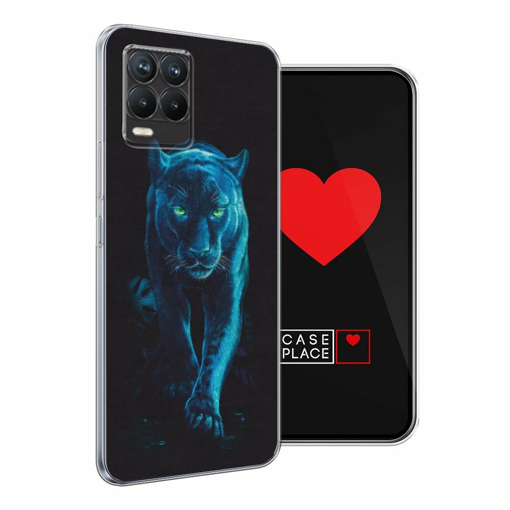 Чехол на Realme 8/8 Pro / Реалми 8/8 Про с принтом "Пантера в лунном свете" — фото 1