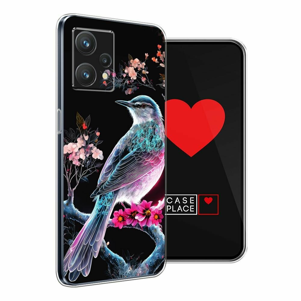 Чехол на Realme 9 4G/9 Pro Plus / Реалми 9 4G/9 Pro Plus с принтом "Птица на цветущем дереве" — фото 1