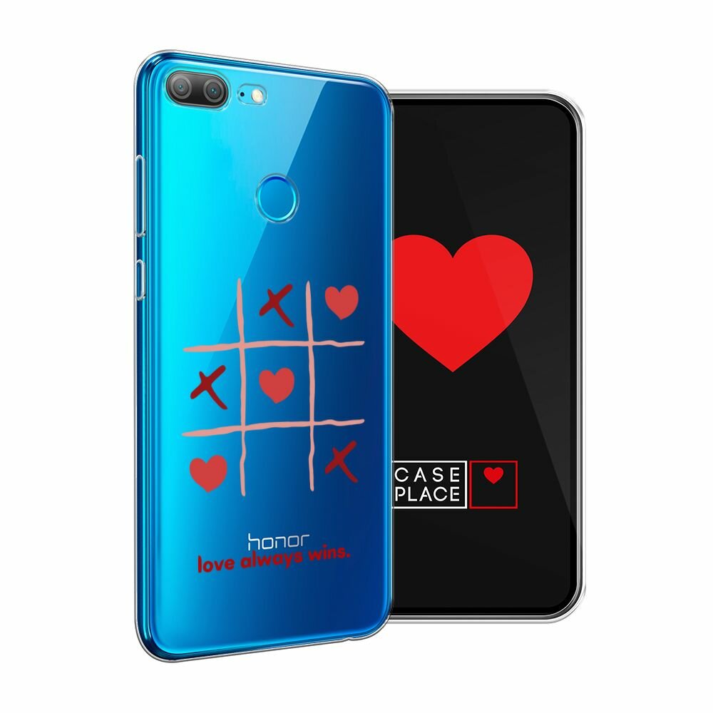Чехол на Honor 9 Lite / Хонор 9 Лайт с принтом "love always wins - 14 февраля", прозрачный — фото 1