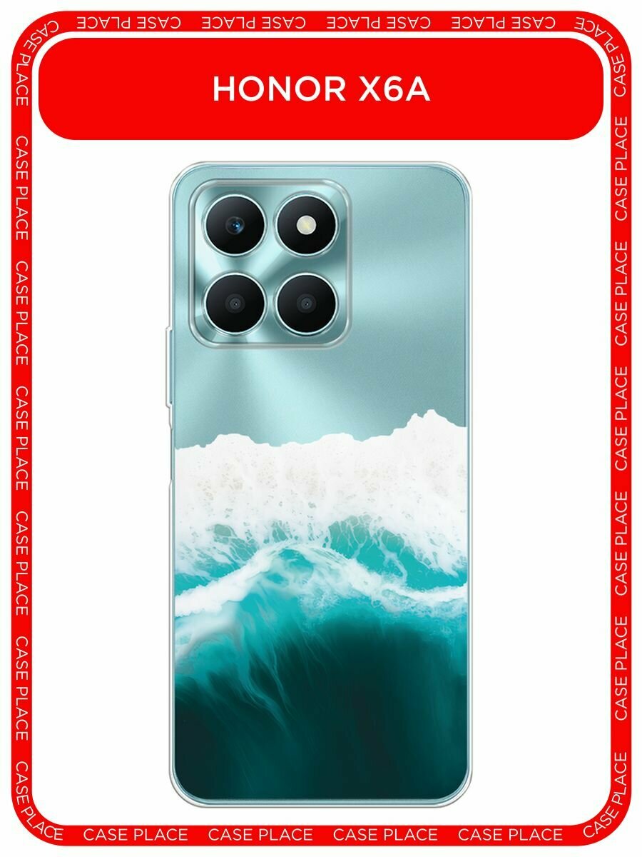 Чехол на Honor X6A / Хонор X6A с принтом "Большая волна", прозрачный