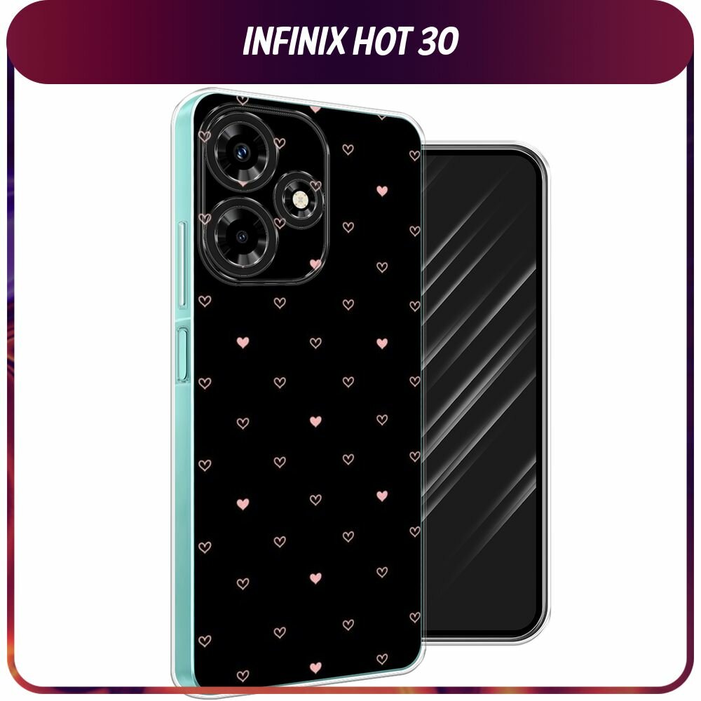 Чехол на Infinix Hot 30 / Инфиникс Хот 30 с принтом "Черный фон и сердечки"