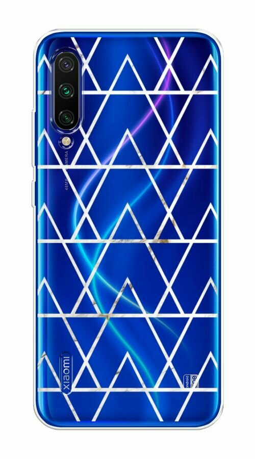 Чехол на Xiaomi Mi CC9/A3 Lite/9 Lite / Сяоми Mi CC9/A3 Lite/9 Lite с принтом "Треугольники трафарет", прозрачный