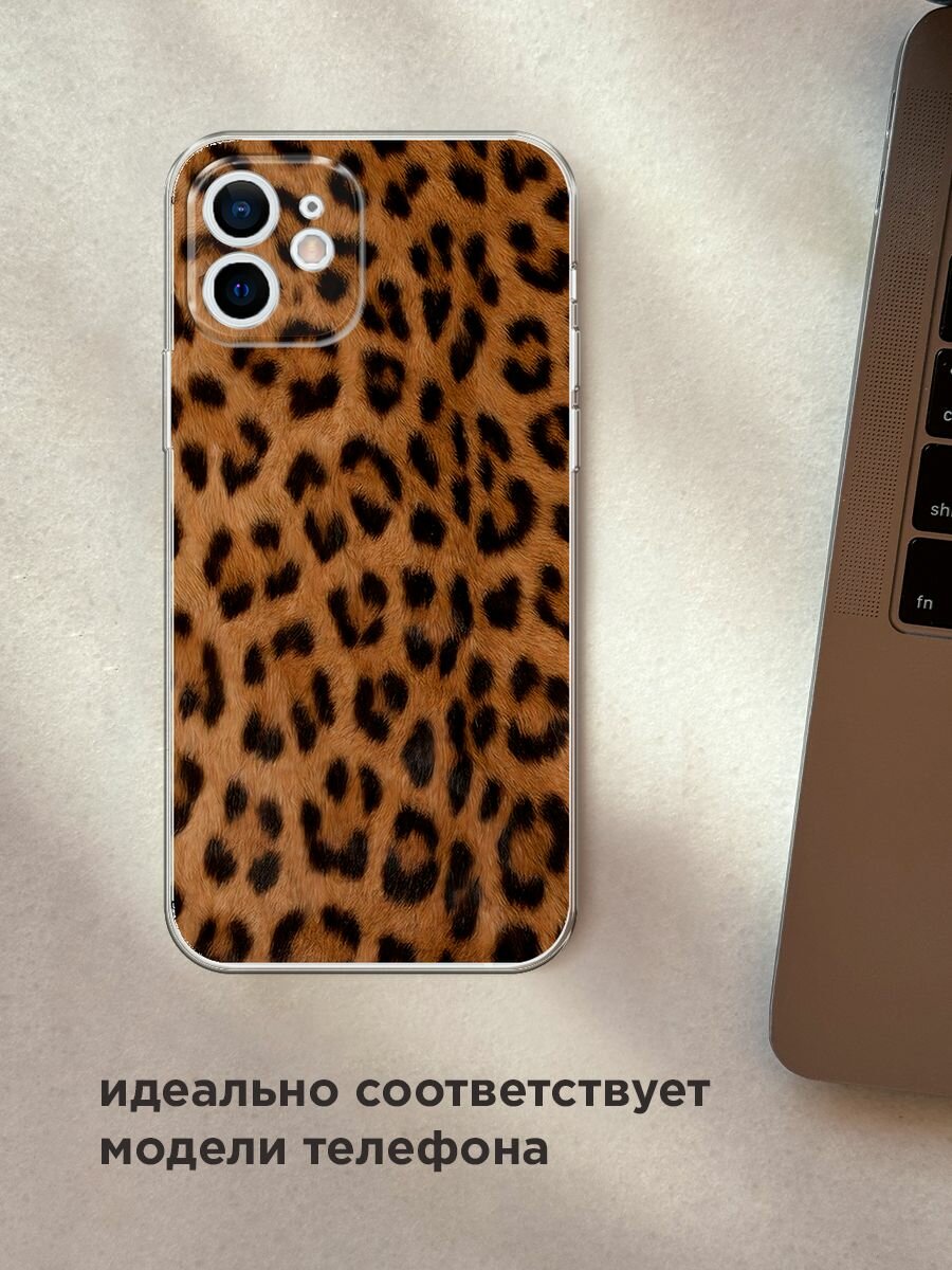 Чехол на Apple iPhone 12 mini / Айфон 12 Мини с принтом "Мех леопарда" — фото 1