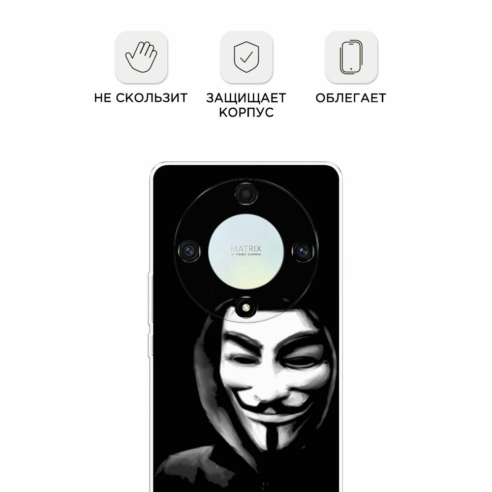 Силиконовый чехол на Honor X9A / Хонор X9A с принтом "Анонимус" — фото 1
