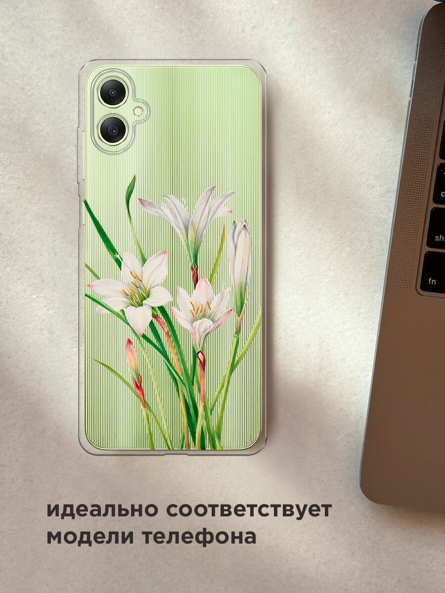 Чехол на Samsung Galaxy A06 / Самсунг Галакси А06 с принтом "White lily", прозрачный — фото 1