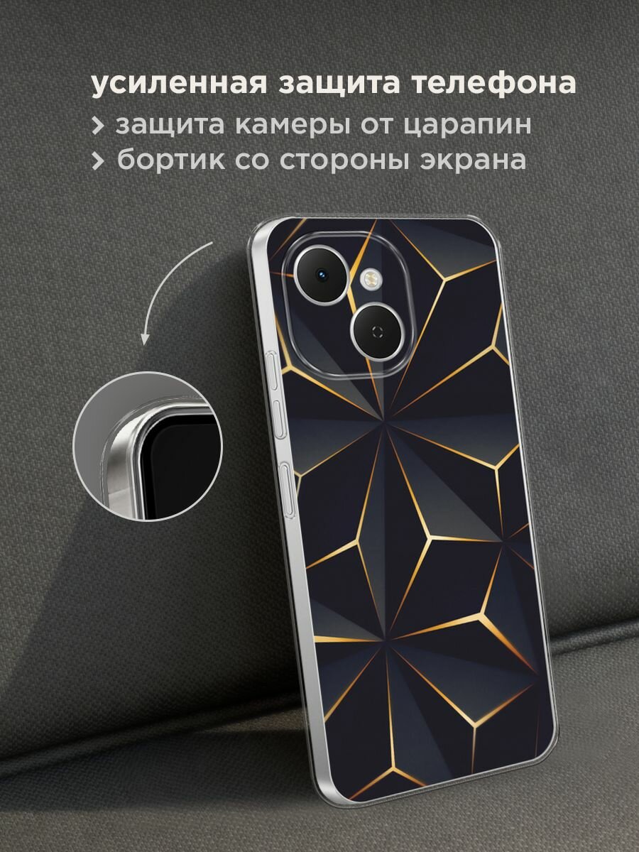 Чехол на Tecno Spark 40C / Текно Спарк 40C с принтом "Черные полигоны" — фото 1