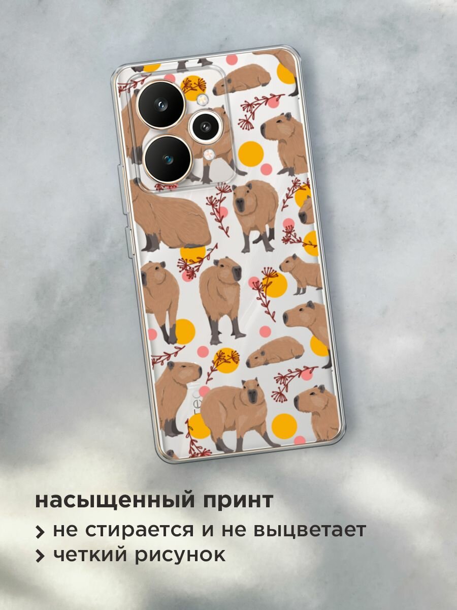 Чехол на Realme 15 / Реалми 15 с принтом "Капибара паттерн", прозрачный — фото 1