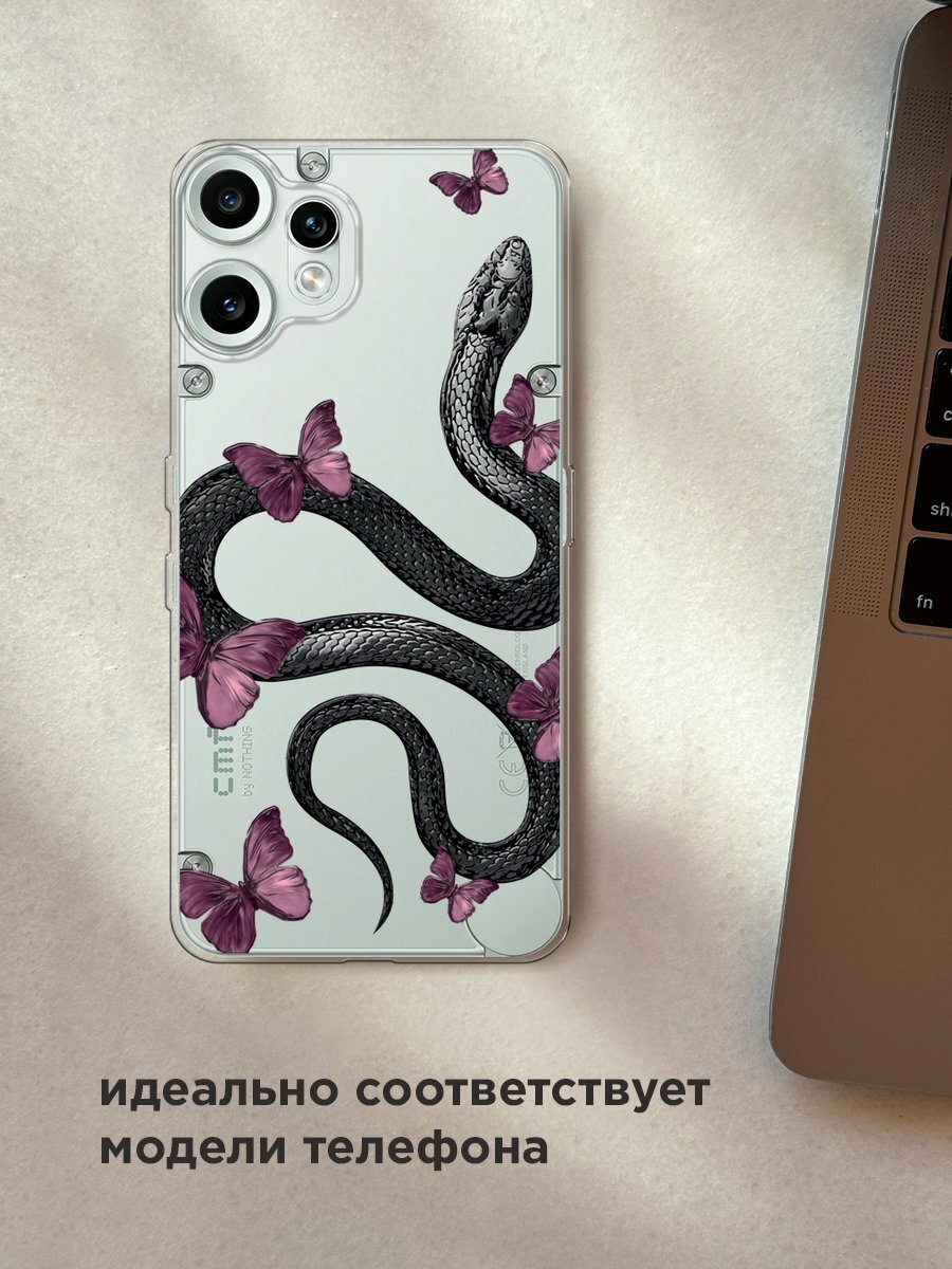 Чехол на CMF Phone 2 Pro / CMF Фон 2 Про с принтом "Snake and butterflies 2" — фото 1