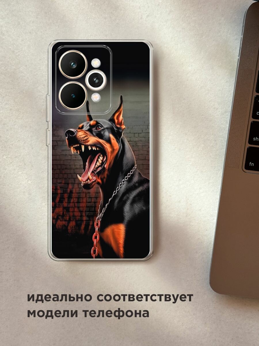 Чехол на Realme 15 Pro / Реалми 15 Про с принтом "Доберман с цепью" — фото 1