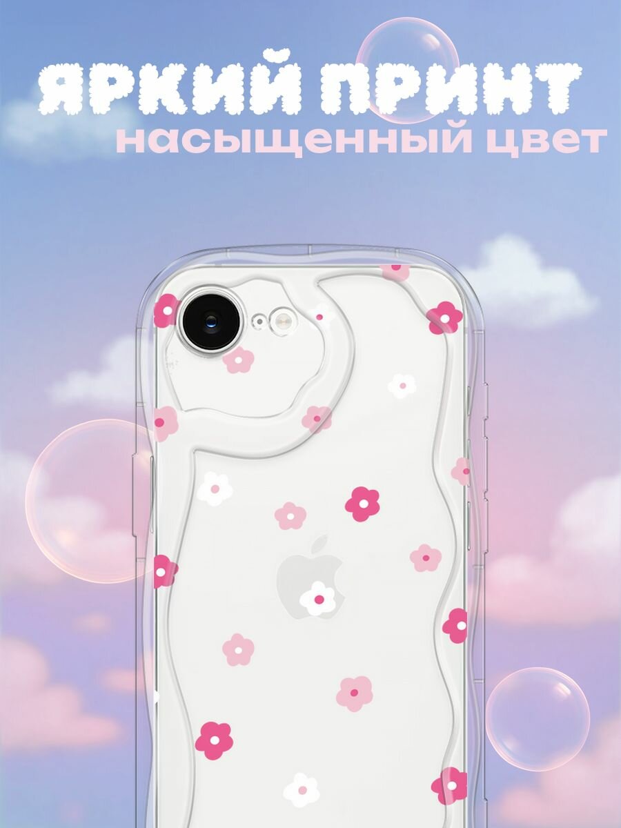 Чехол на iPhone 16e / Айфон 16е/17e с принтом "Весенние цветочки рисунок" — фото 1