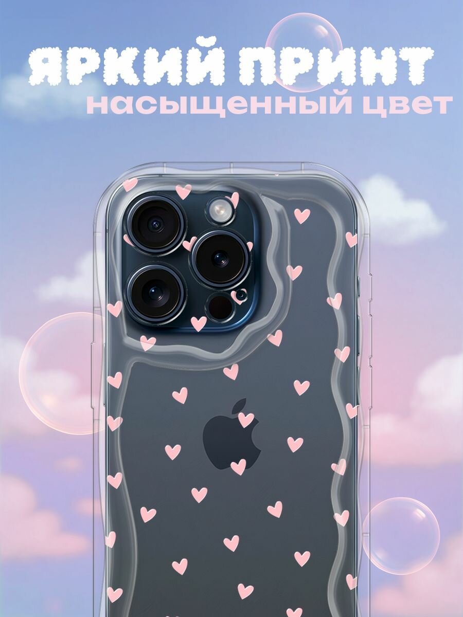 Чехол на Apple iPhone 15 Pro / Айфон 15 Про с принтом Маленькие нежные сердечки — фото 1