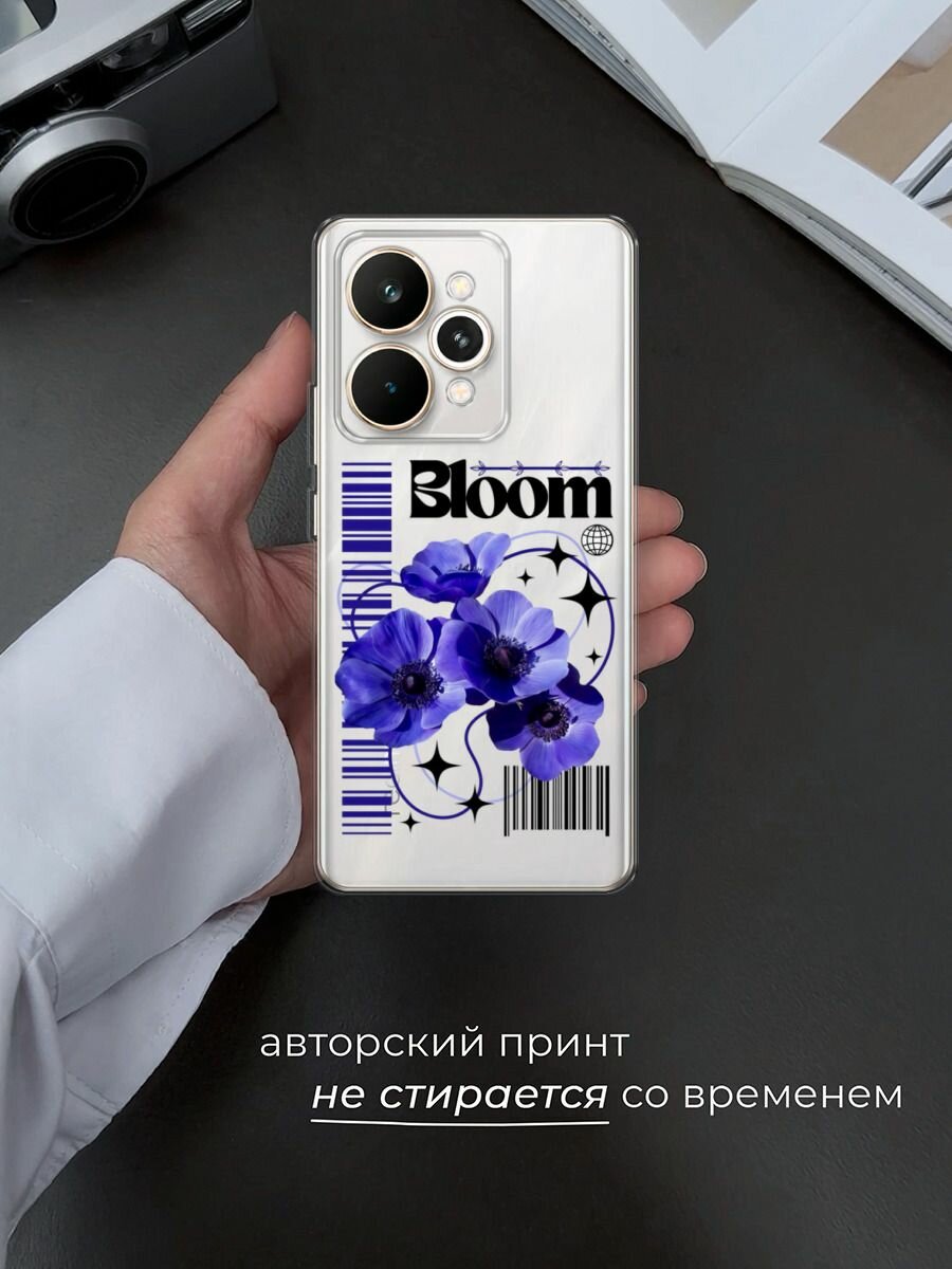 Чехол на Realme 15 Pro / Реалми 15 Про с принтом "Завораживающие анемоны", прозрачный — фото 1