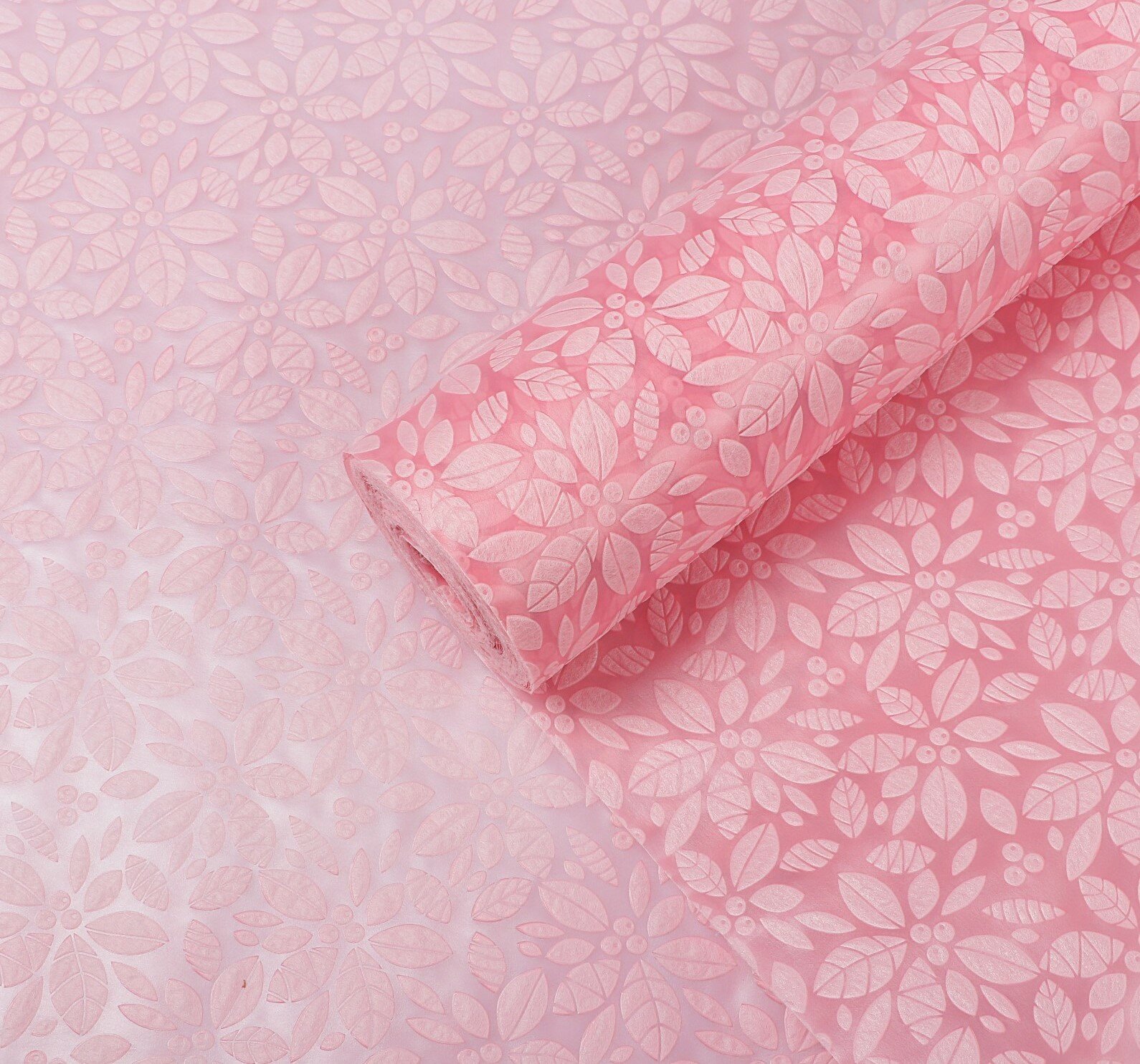 !09 Фетр для упаковки и поделок, "Ромашка" 50 см. x 1,5 м, фактурный, однотонный, цвет розовый