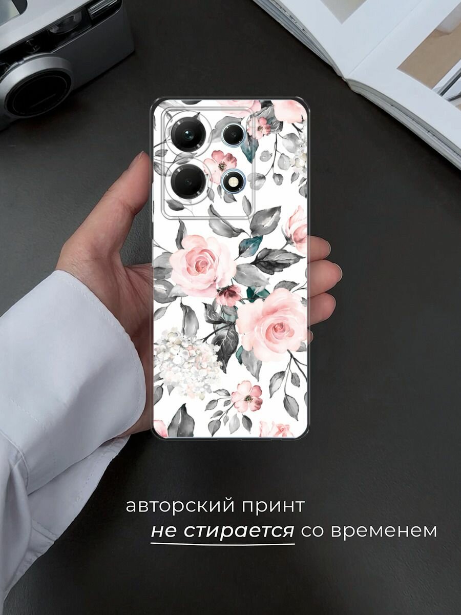 Чехол на Infinix Note 30 4G / Инфиникс Нот 30 4G с принтом "Розы на белом" — фото 1