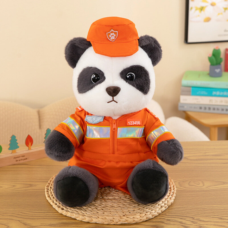 Новая униформа полицейской куклы-панды, плюшевая игрушка, униформа пожарного дорожной полиции, тряпичная кукла, детский подарок