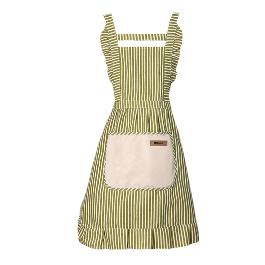 Кружевной фартук в полоску-зеленый