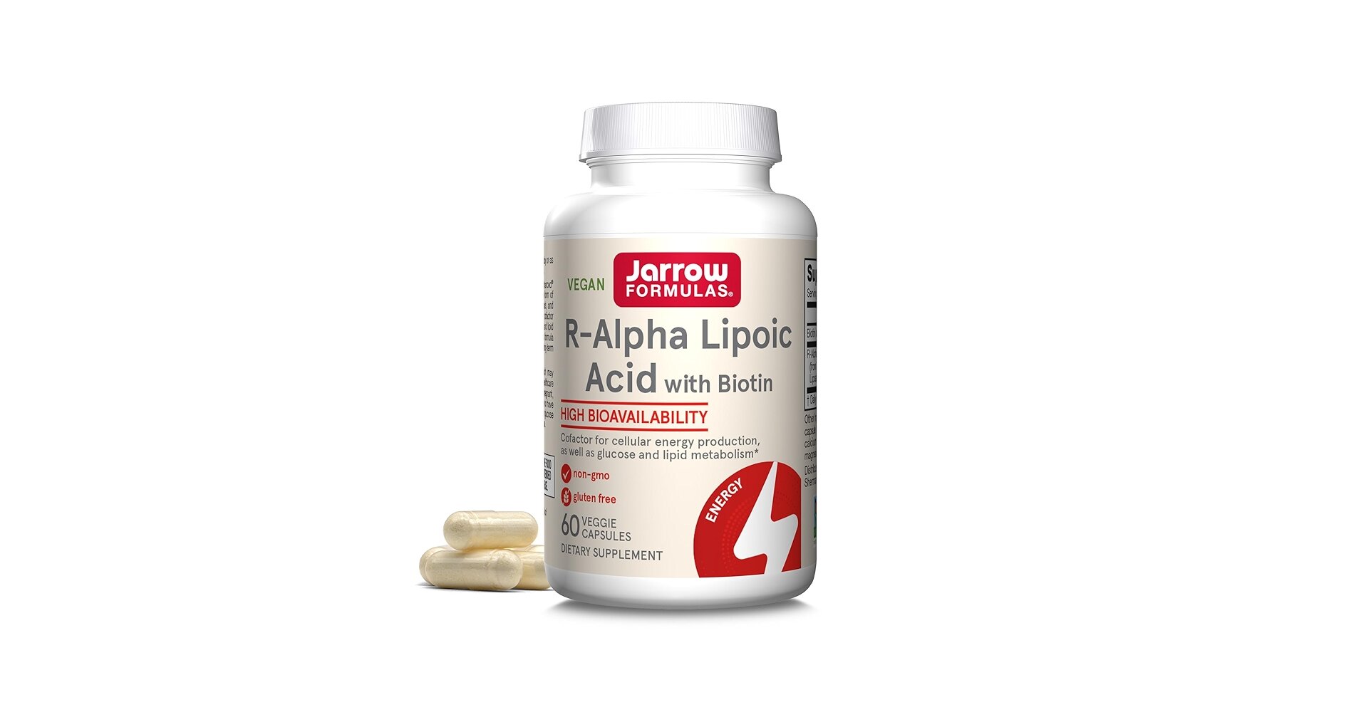 Jarrow Formulas, R-Альфа-липоевая кислота + биотин, 60 капсул