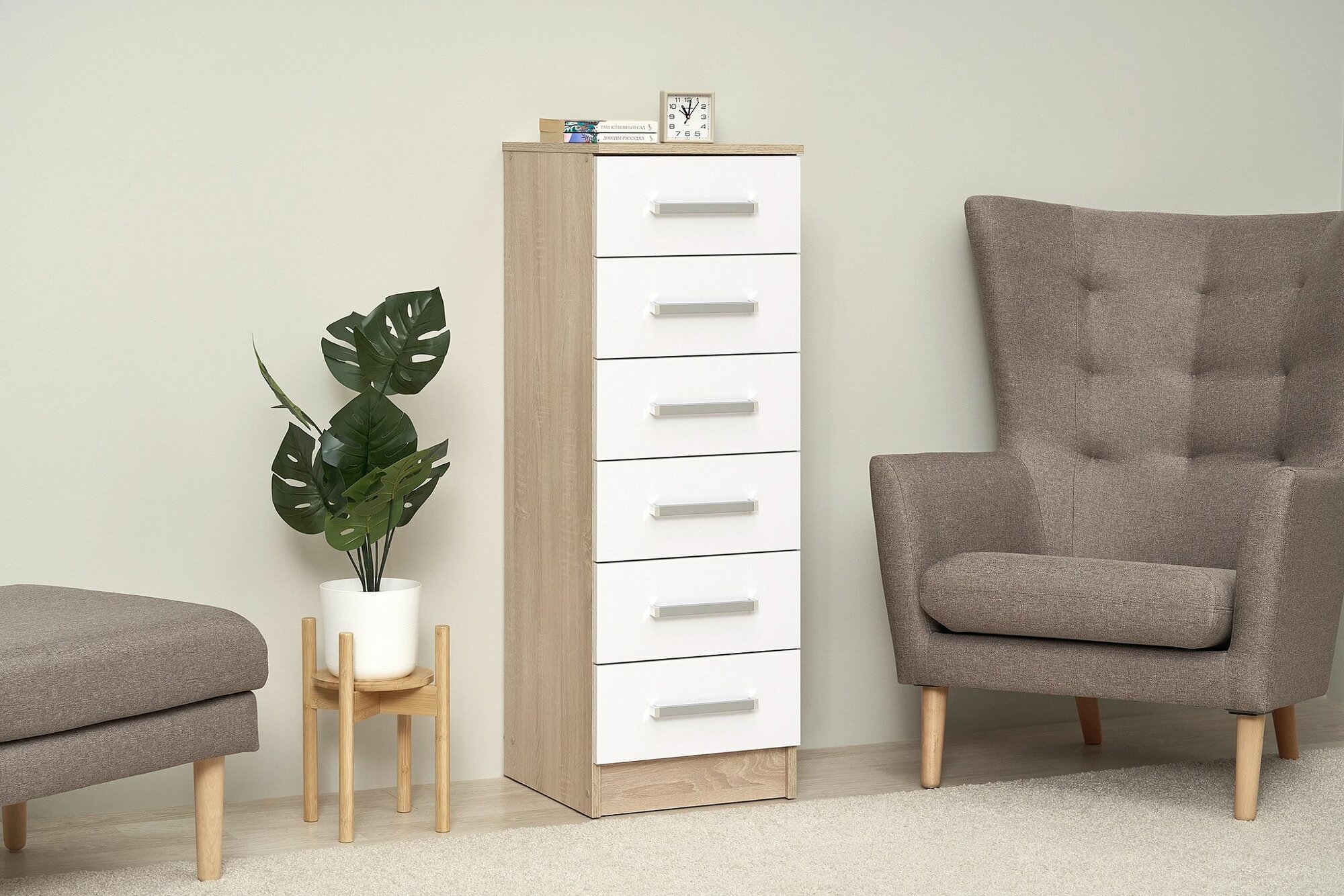 Мартина Комод 400 (Белый глянец, сонома)