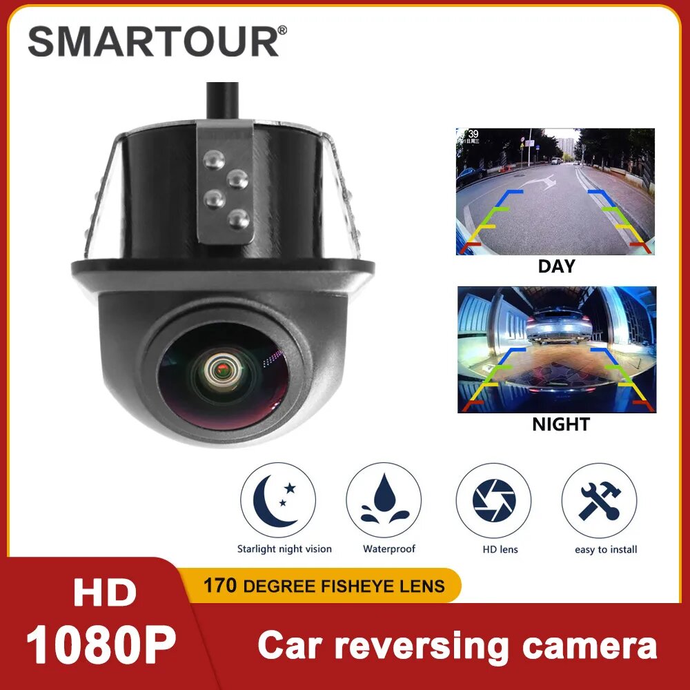 Камера заднего вида SMARTOUR CCD CVBS NTSC для автомобиля, HD, 170-градусный широкоугольный объектив, ночное видение Starlight, камера заднего вида с функцией ночного видения.