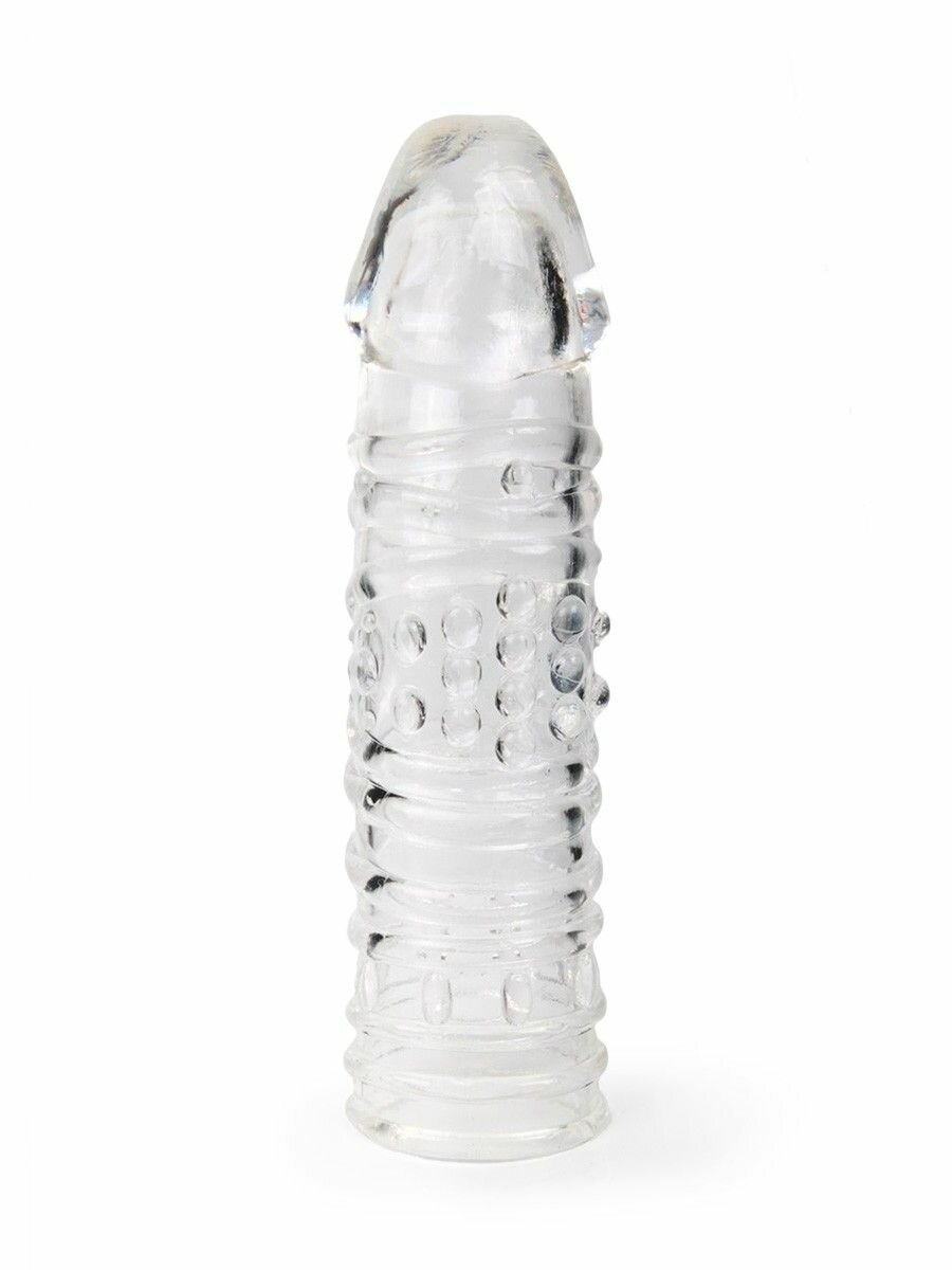 Прозрачная закрытая насадка на пенис - 17 см.