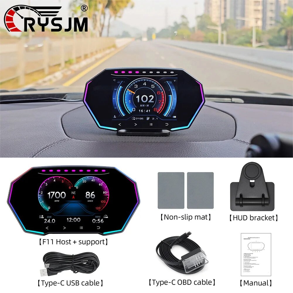 * 4-дюймовый ЖК-дисплей с сенсорным экраном, новый OBD + GPS, автомобильный HUD, автомобильный OBD2, цифровой бортовой компьютер, двигатель, электронные аксессуары