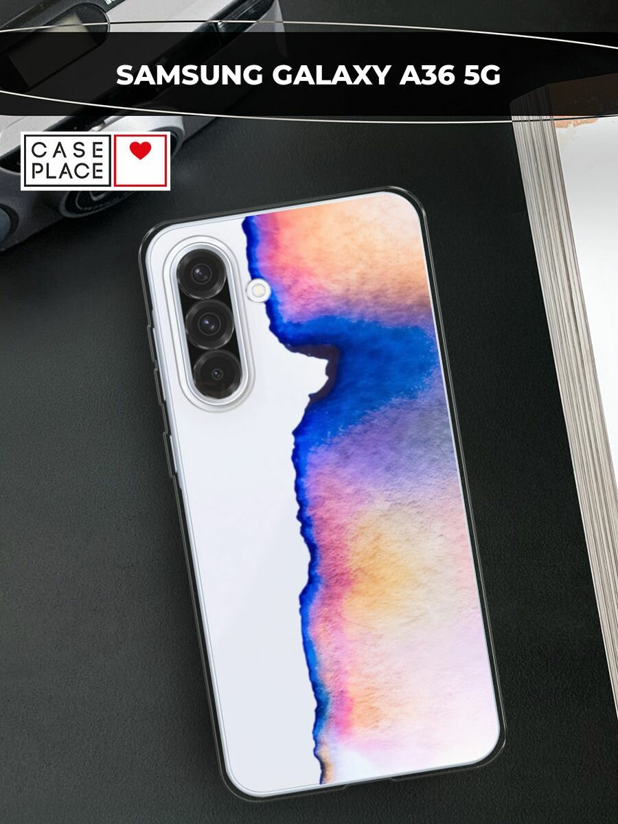 Чехол на Samsung Galaxy A36 5G / Самсунг A36 5G с принтом Синяя акварель, прозрачный
