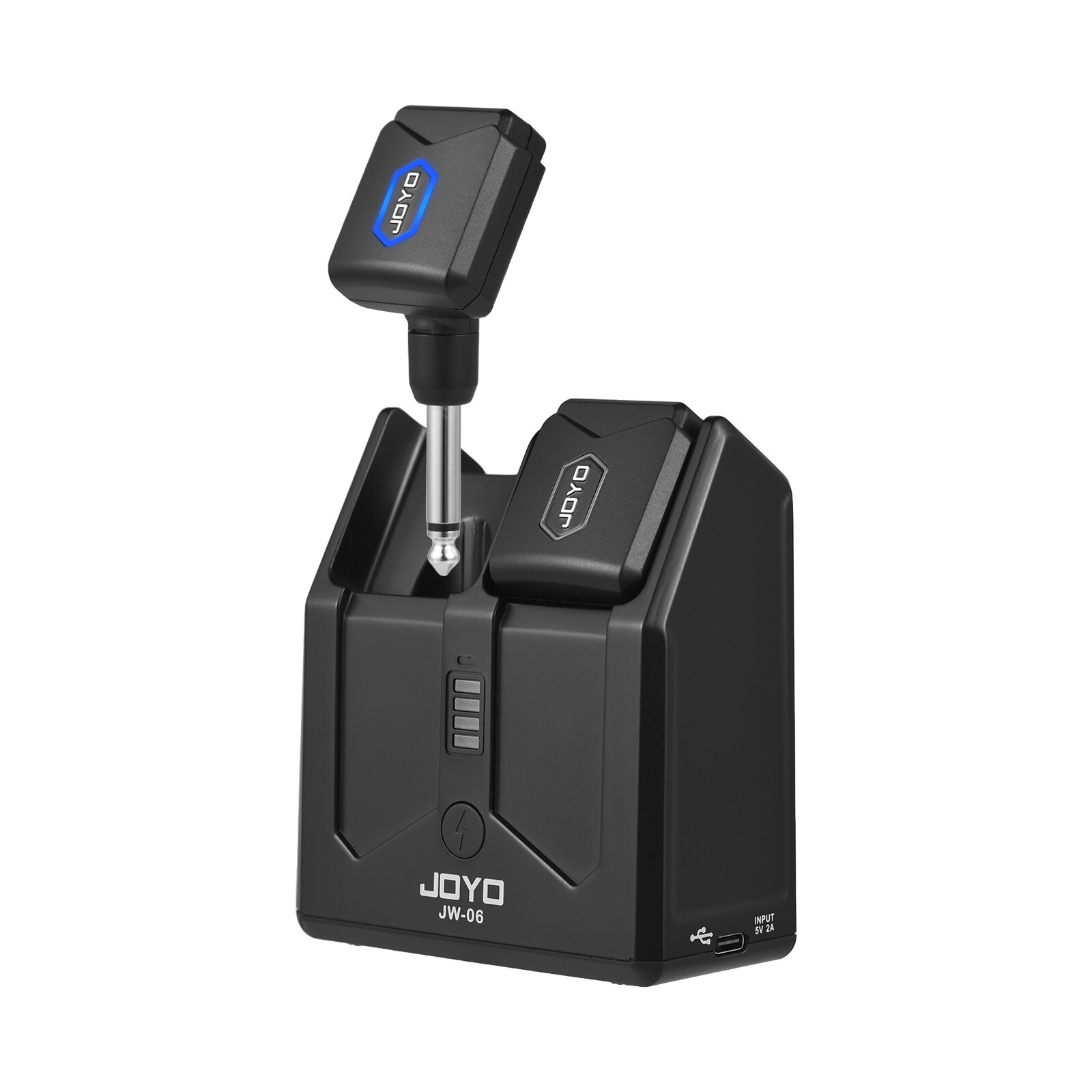 Система беспроводной передачи для гитары JOYO 5.8G Transmitter Receiver Set с зарядным отсеком Digital Wireless Audio Guitar Transceiver для электрогитары Plug and Play 48K/24bit Real-time Transmission черный 1 Transmitter 1 Receiver 1 Charging