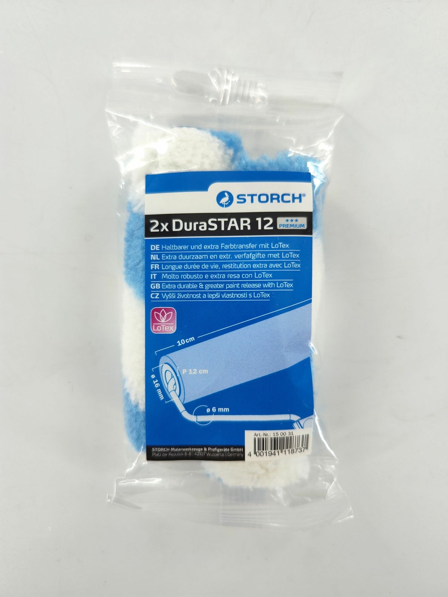 Набор из 2 мини-валиков из полиамида Storch Premium DuraStar 12 150031 ворс 12мм (100*16мм)