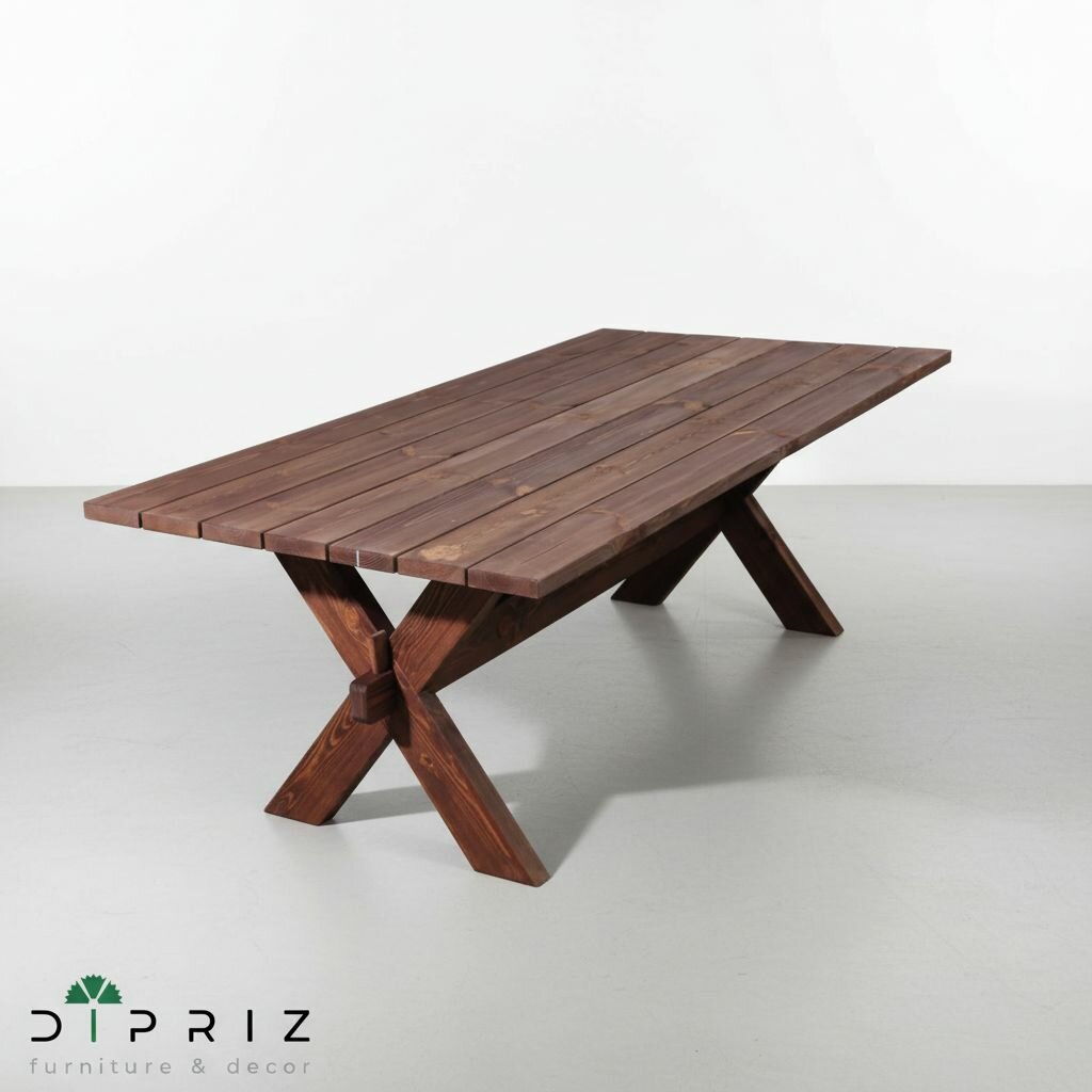 Стол обеденный, 210х103х73, Осло, садовый стол, из массива дерева, венге, Dipriz