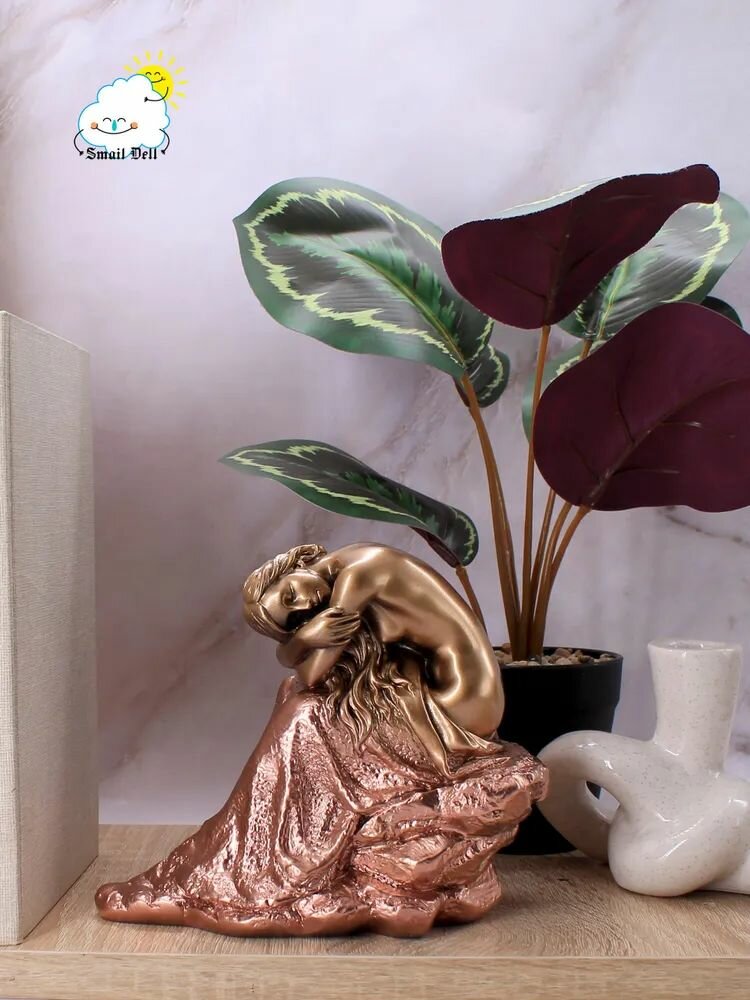 Статуэтка мечтающая девушка (Аленушка) , 16 см , гипс, цвет бронза