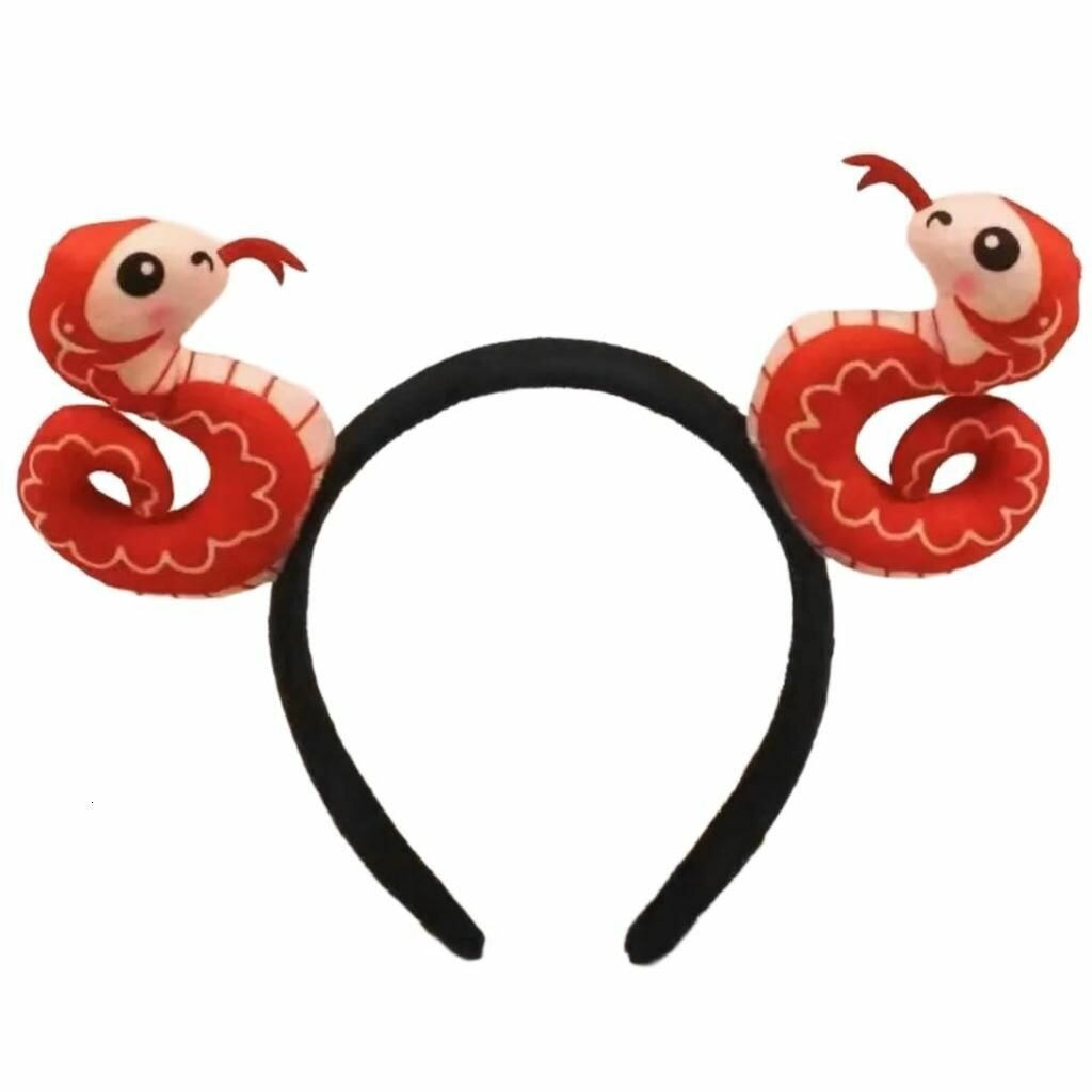 Змеиная повязка для волос, две красные змеи