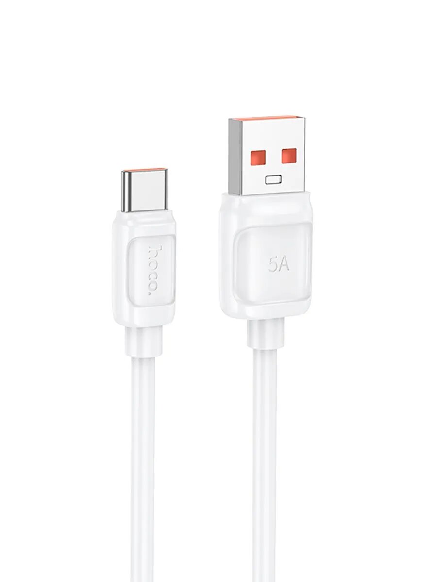 Кабель Hoco X115 USB to Type-C, 100W, 5A, 1 метр, белый / с быстрой зарядкой для Android, iPhone 15-17, ноутбуков
