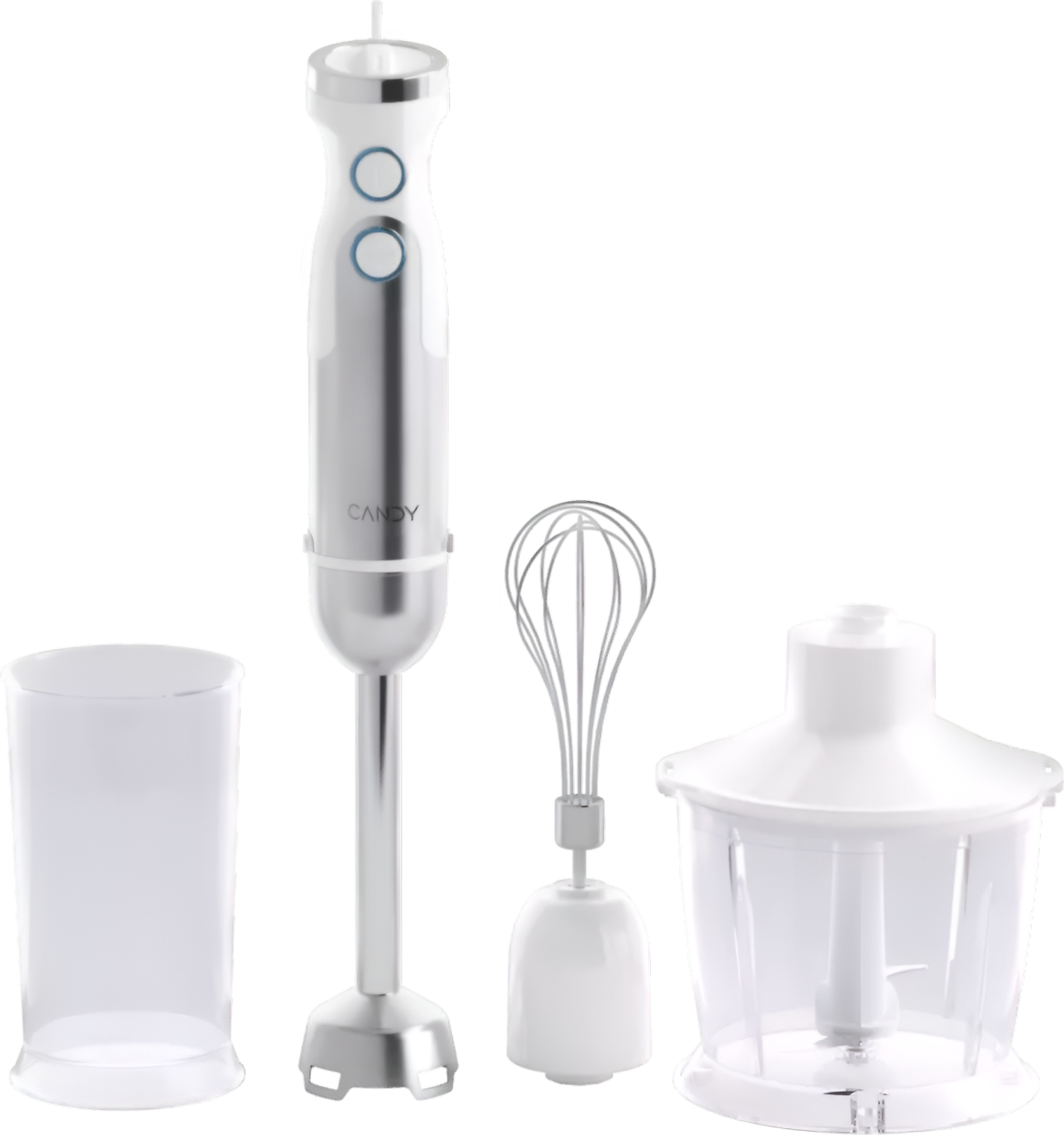 Погружной блендер CANDY CB-200, белый/серебро, 1200Вт, венчик, мерный стакан