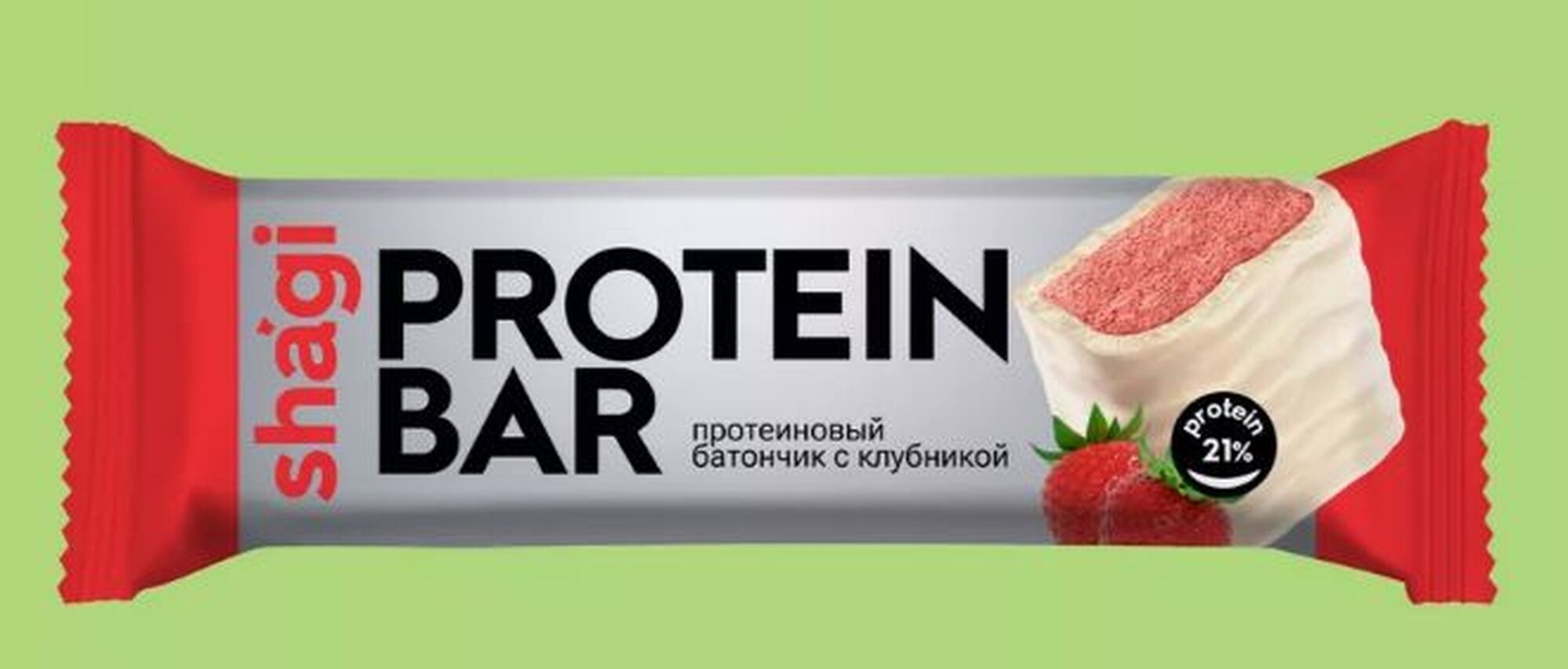 Протеиновые батончики ProteinBar Shagi ProteinRex, клубника, 18 шт.