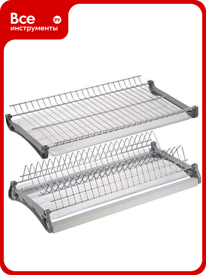 Сушилка для посуды в базу Аврора 600мм, двухуровневая, хром, основа из алюминия, V3/600 0609242