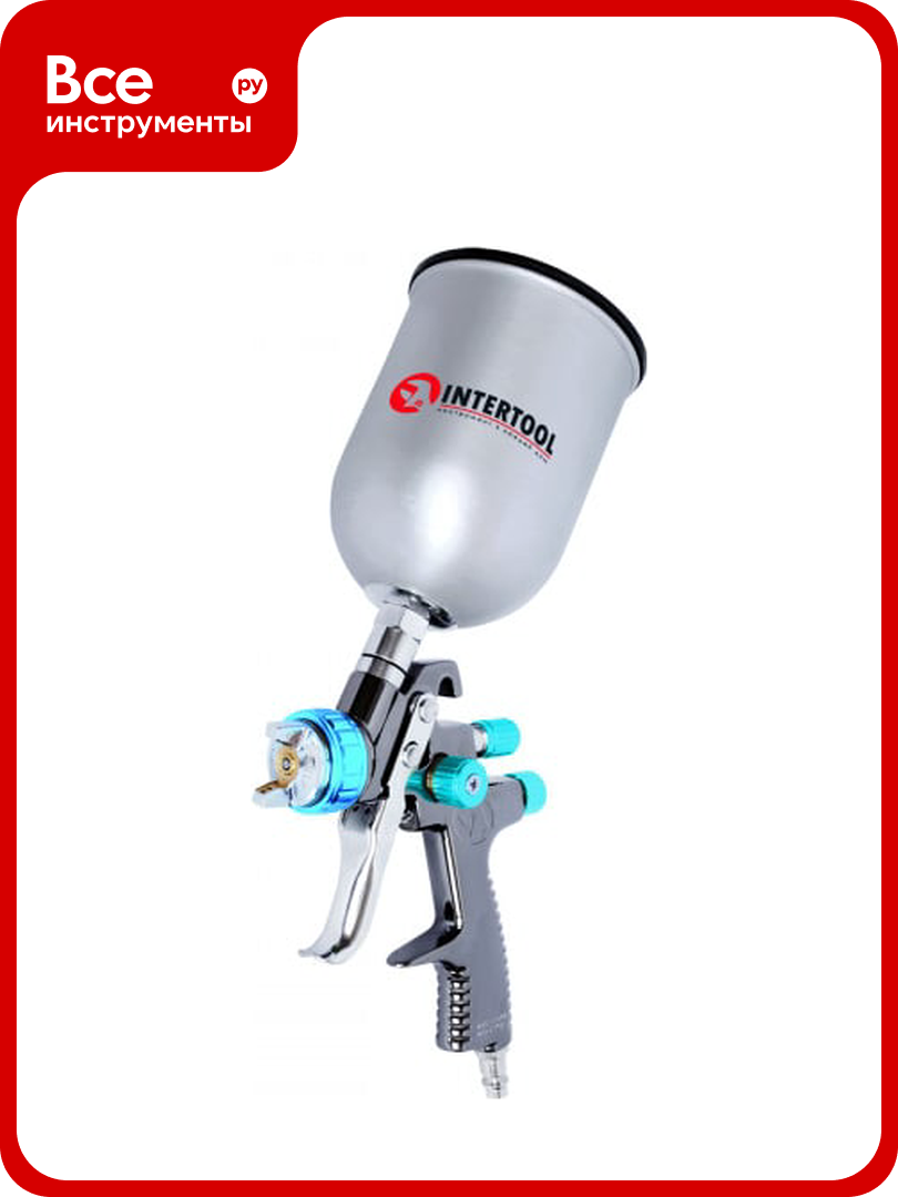 Пневматический краскопульт INTERTOOL LVLP BLUE, форсунка 1.4 мм, бачок 600 мл PT-0133