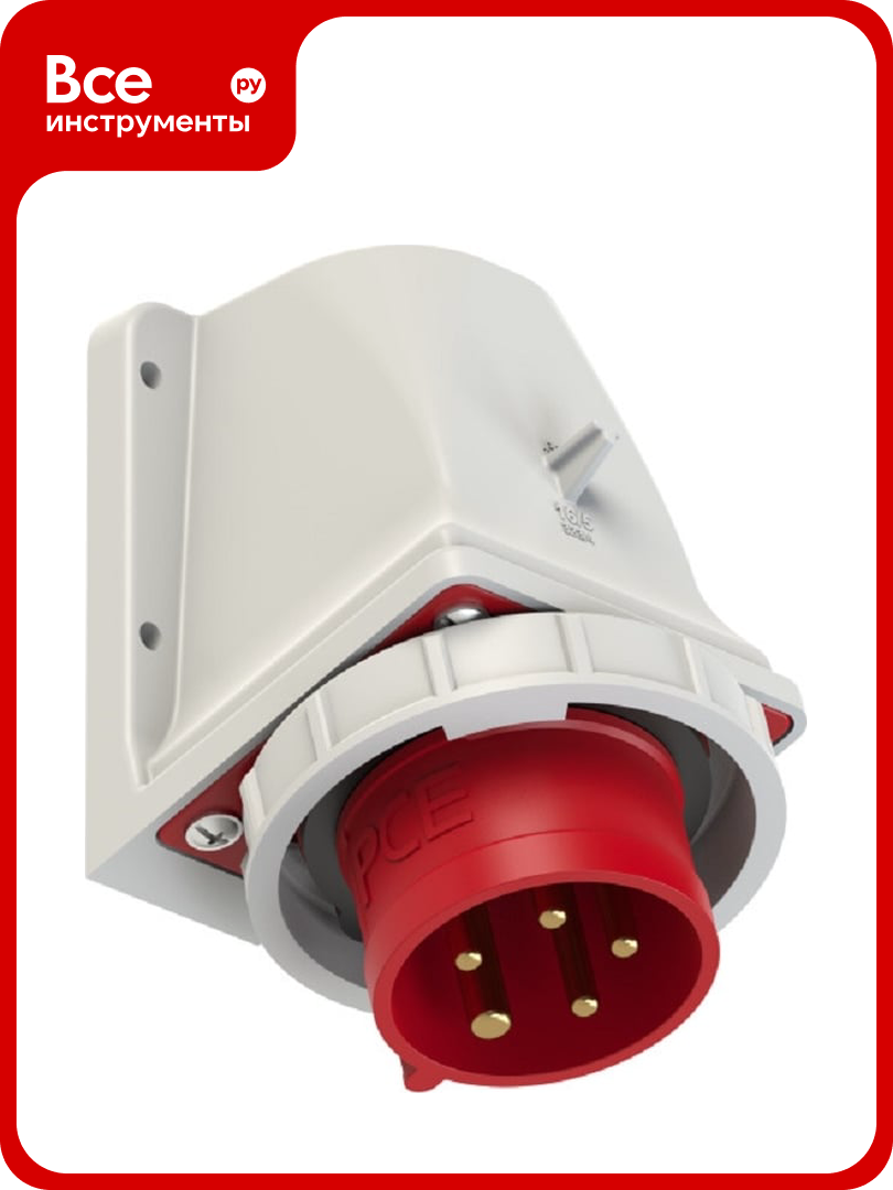 Настенная вилка PCE 32a/380v/3p+n+e/ip67 5252-6k, полиамидный корпус, защита IP67, заземление и три полюса
