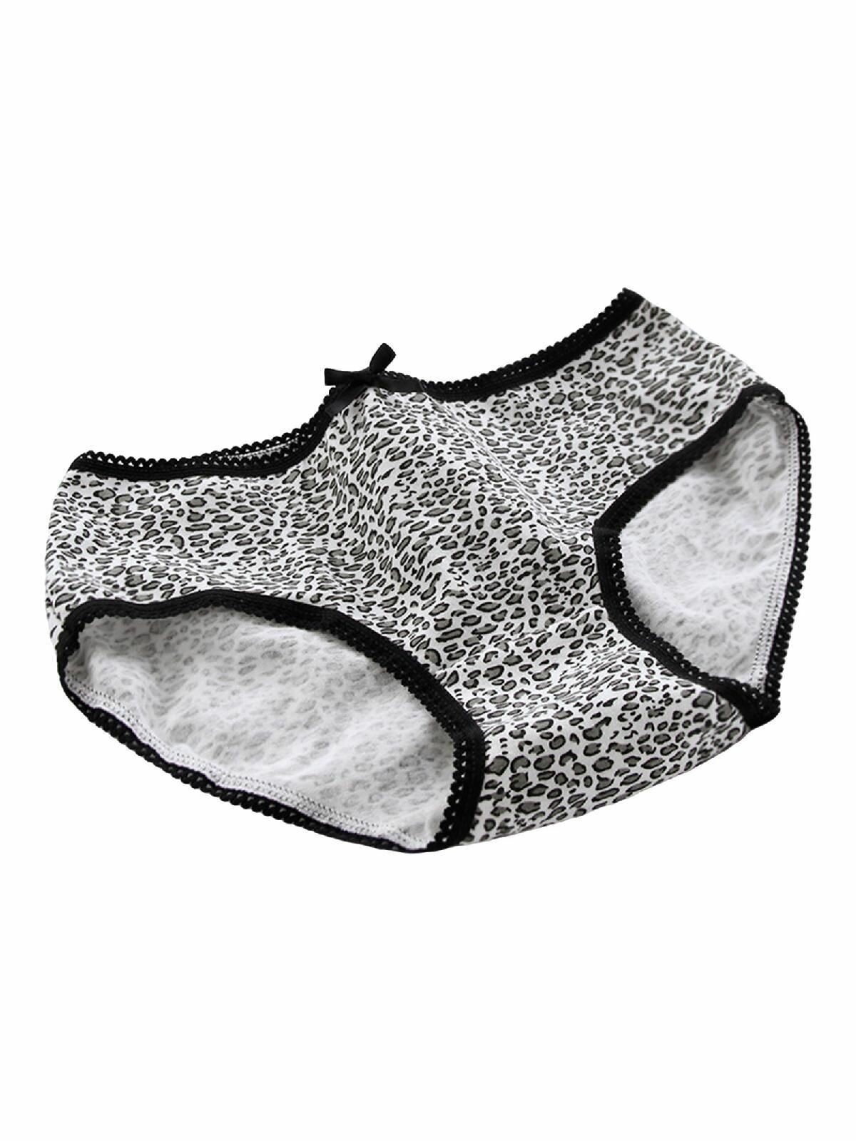 Женские трусы-бразильяны с кружевами и принтом, Леопардовый принт - M