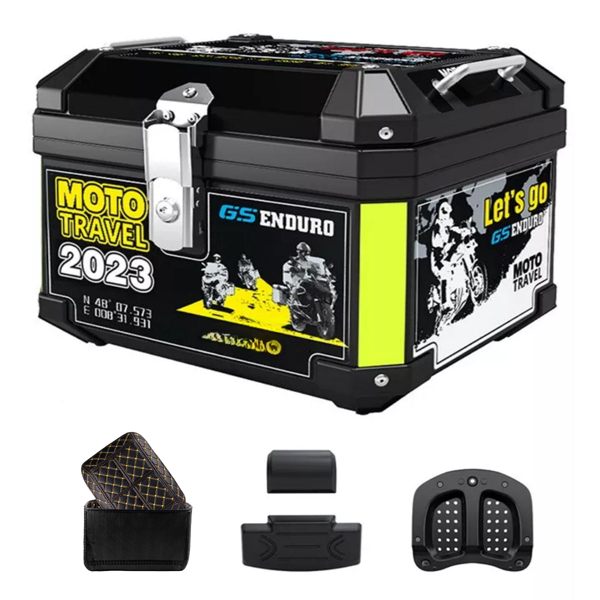 Мотоциклетный Багажник 45L: Вместительный Для Путешествий Универсальный Неалюминиевый - Надежное Крепление Стильный Черный Дизайн Багажник Для Скутера Для Мотоцикла И Электромобиля