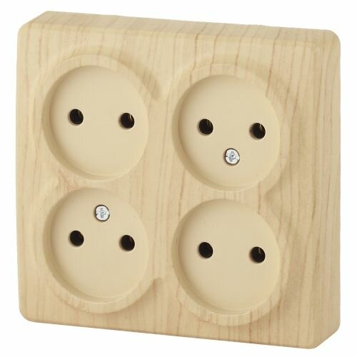 Розетка ЭРА Эксперт 11-2210-11, IP20, 4 розетки, открытая установка, цвет сосна