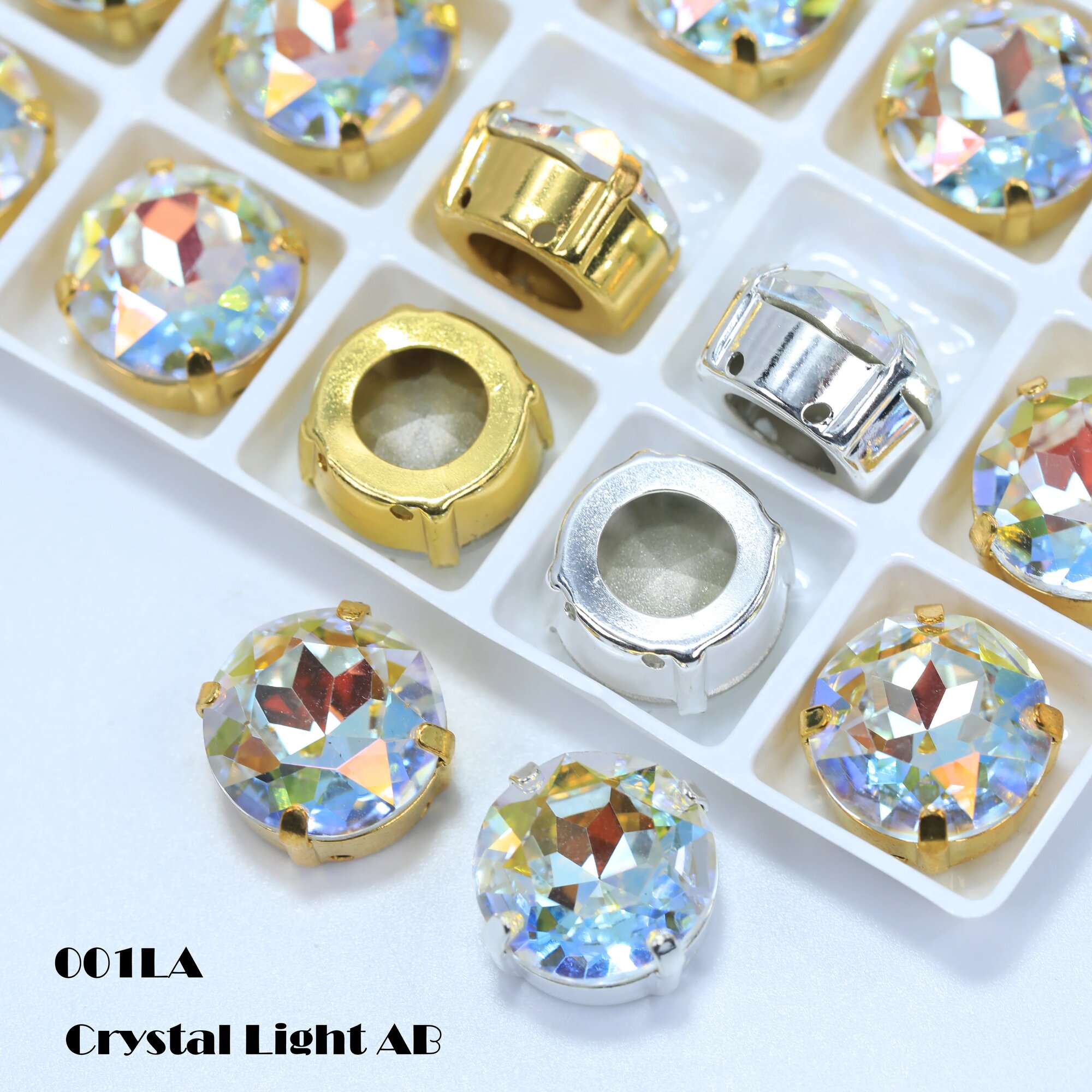Стеклянные стразы 8 мм, 001LA Crystal Light, Silver Claw, 84шт