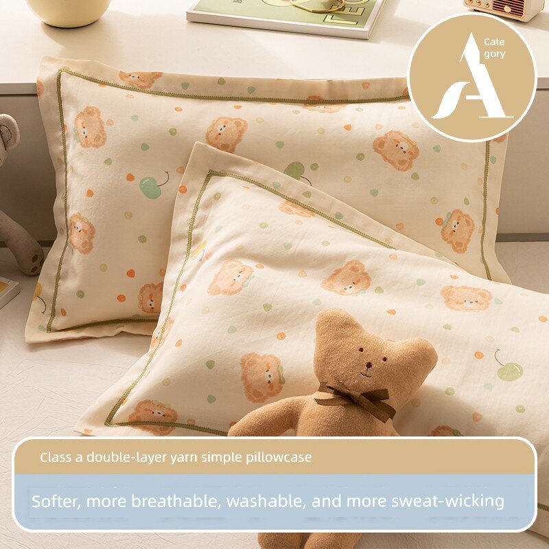 Детский чехол из хлопковой ткани 48x74 см, рисунок медвежонок куб, 1 шт