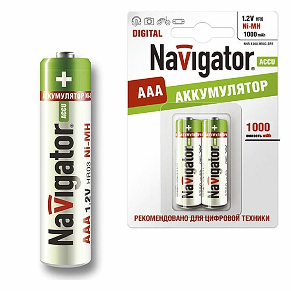 Аккумулятор ACC R03/AAA NAVIGATOR 1000mAh Ni-Mh NHAAAB2F (2шт)