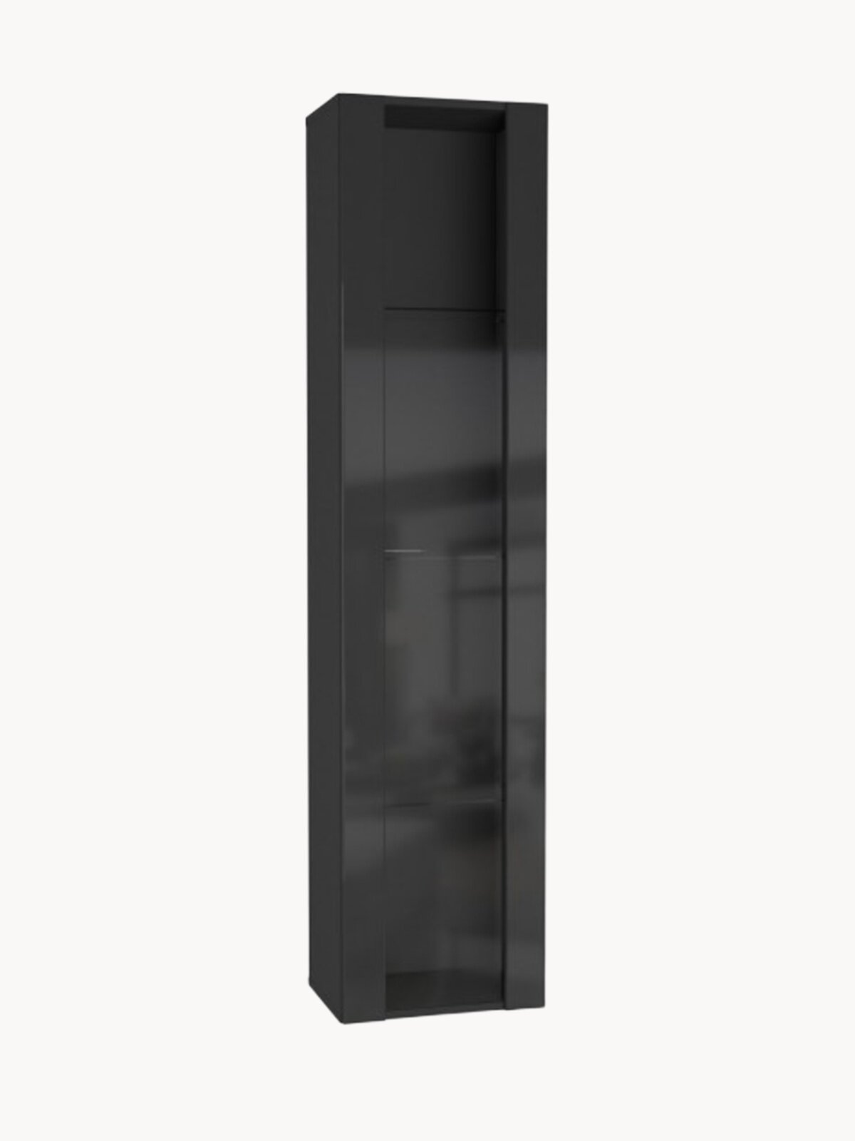 POINT ТИП-41 шкаф-витрина навесной, 40 х 170 х 29 см, МДФ/ЛДСП, Черный/Черный глянец