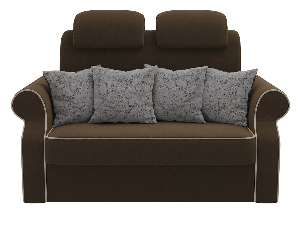 Прямой диван Соло Коричневый Микровельвет, аккордеон, 155х100х90 см, с ящиком для белья