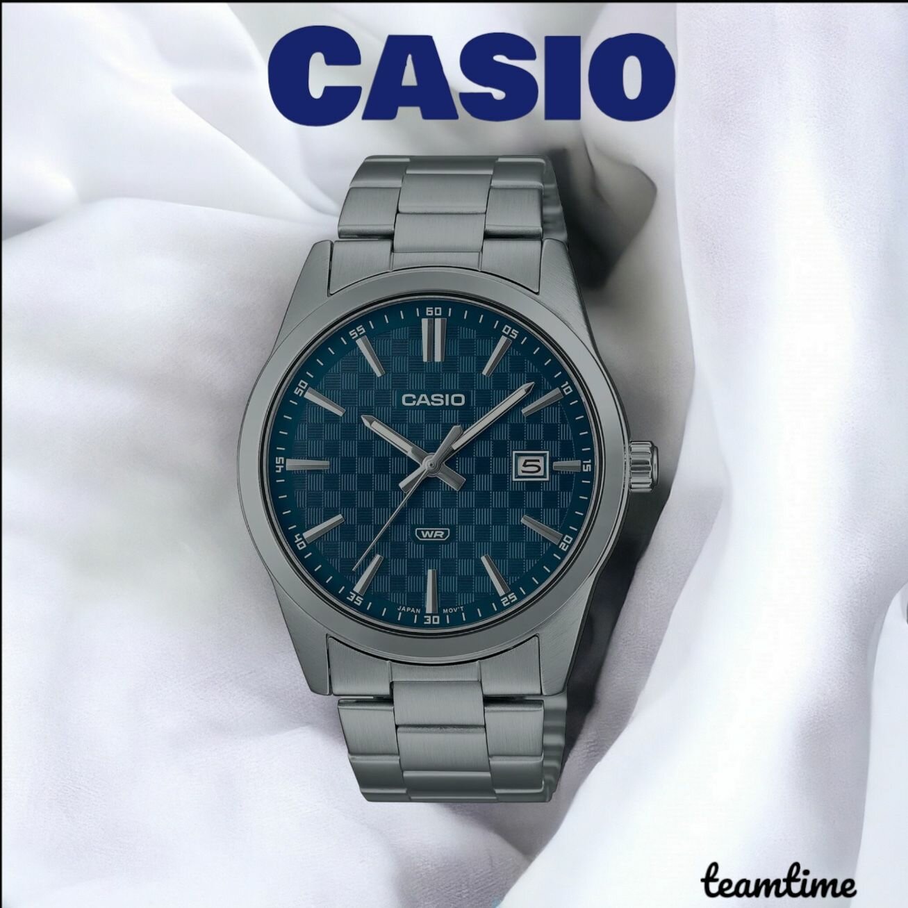 Наручные часы CASIO, серебряный, голубой — фото 1