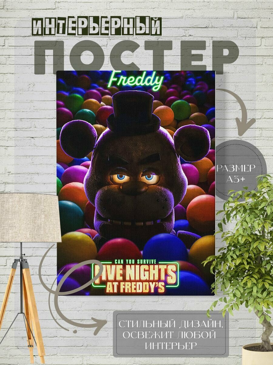 Постер интерьерный на стену фнаф Five Nights at Freddys Фредди